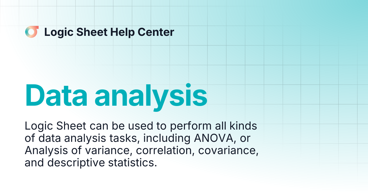 Data analysis | Logic Sheet Help Center